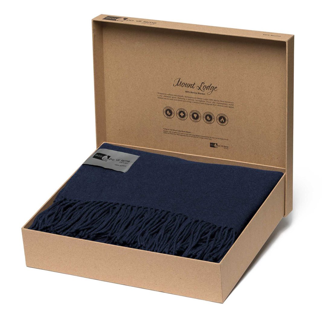 Mt Lodge Australian Merino Wool Blanket | POMLMB | House of Uniforms | Navy